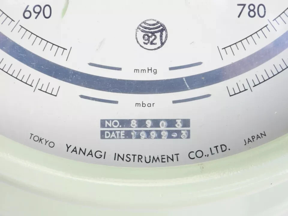 HUGE 9.5 INCH YANAGI JAPAN SHIPS MARINE COMPENSATED ANEROID WEATHER ...