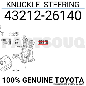 4321226140 Genuine Toyota KNUCKLE STEERING 43212-26140 | eBay