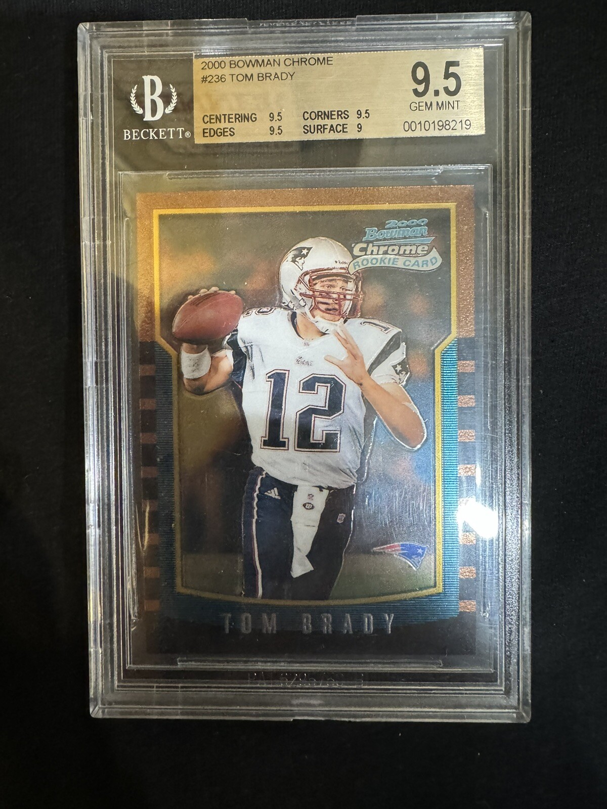 2000 BOWMAN CHROME TOM BRADY ROOKIE RC CARD #236 BGS 9.5 GEM MINT RARE ...