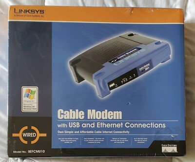 NIB Linksys BEFCMU10 Cable Modem USB and Ethernet Connections ...