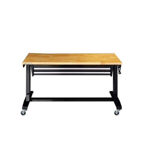 Husky 52 in. 2-Drawer Adjustable Height Blaxk Work Table with Solid ...