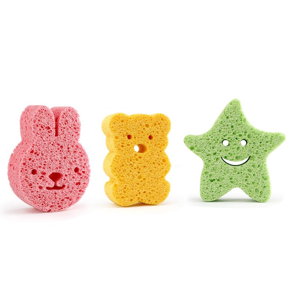 6 PCS Baby Bath Srubber Sponge Loofah Cartoon Bathing Rubbing Pads ...