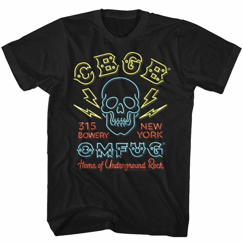 CBGB & OMFUG T-Shirt Mens Neon Sign Punk Rock Club NYC SM - 5XL Black ...