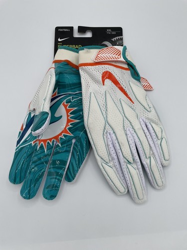 Nike Superbad Miami Dolphins Football Gloves White/Res Size XXL NWT ...