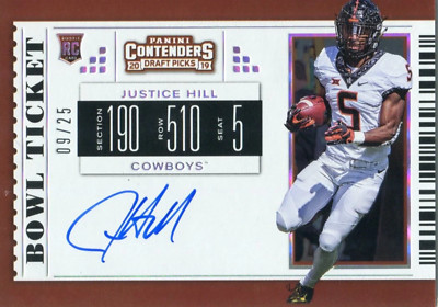 Justice Hill Autographed 2019 Contenders Draft Picks Rookie Card 9/25 ...