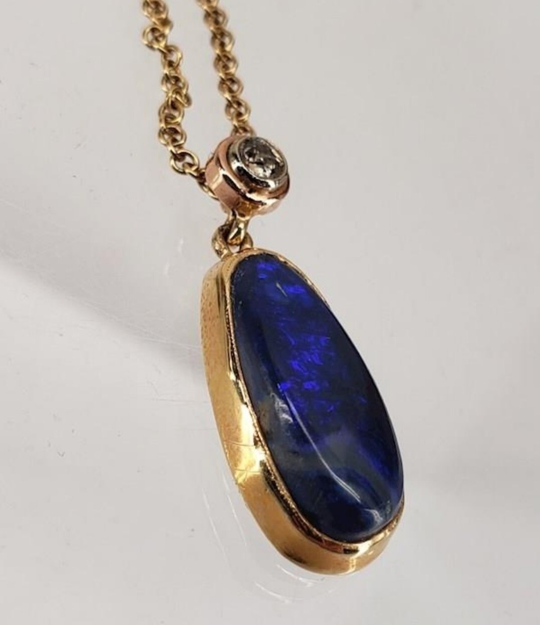 Australian Lightning Ridge Black Opal & Diamond 14k … - Gem