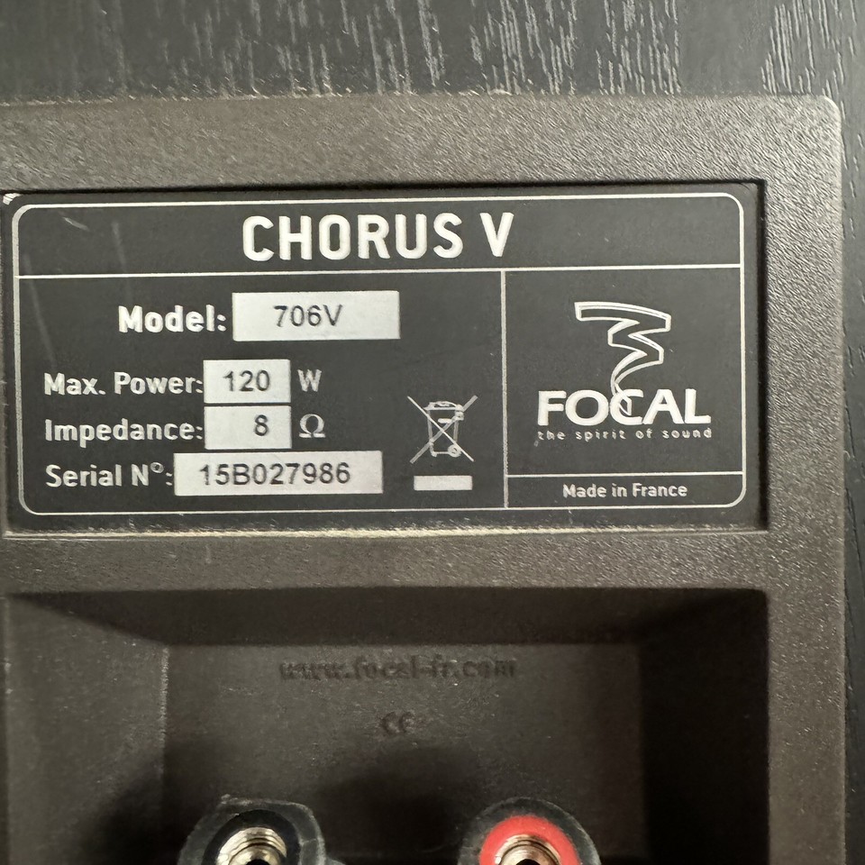 FOCAL 706V CHORUS V 2-WAY SPEAKERS - 120 WATT - 8 OHM - WITH PEDERSTAL ...