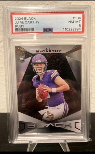 JJ McCarthy 2024 Panini Black Ruby /10 PSA 8 Bookend! | eBay