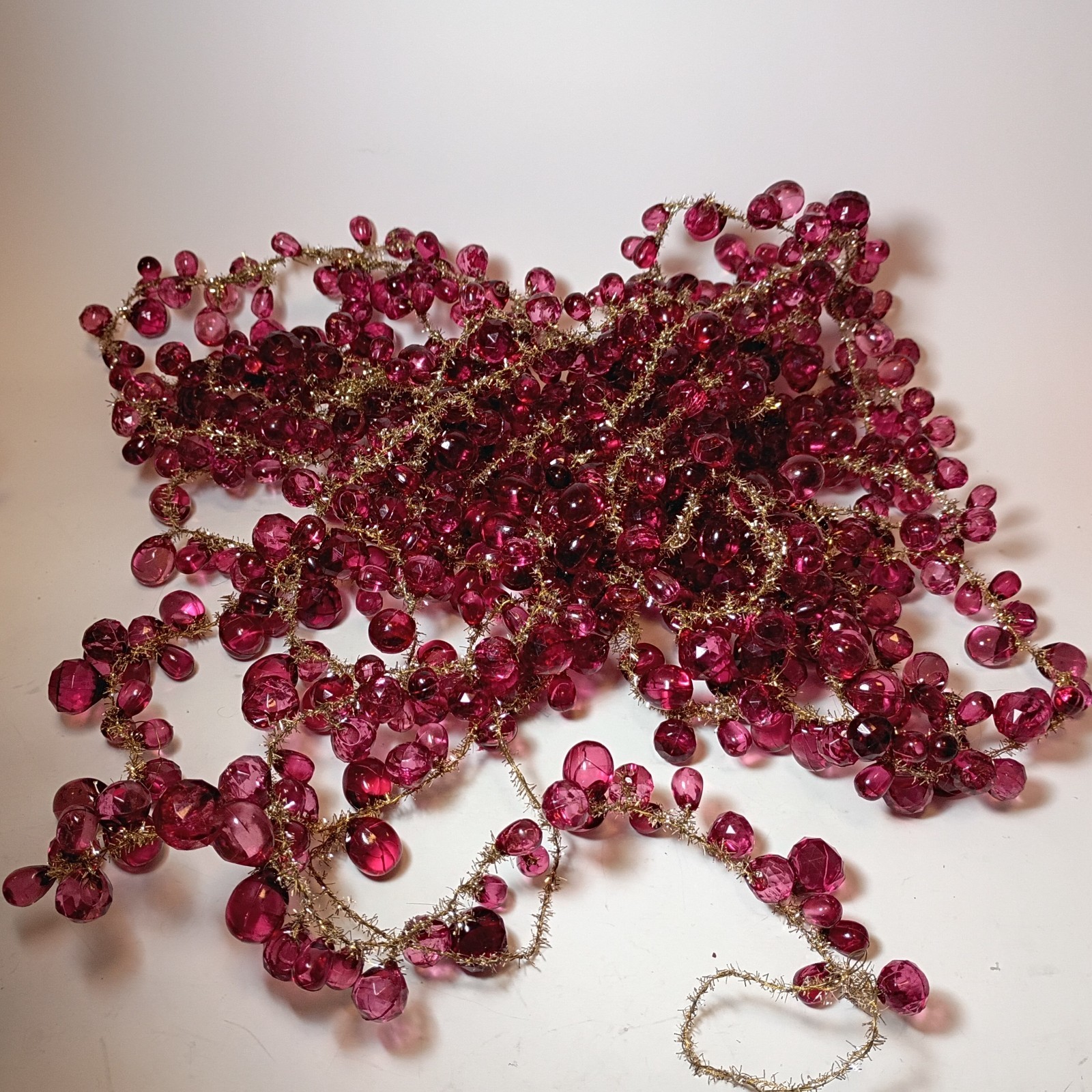 Four 68" Acrylic Beaded Garlands w Gold Tinsel Holiday Garland ...
