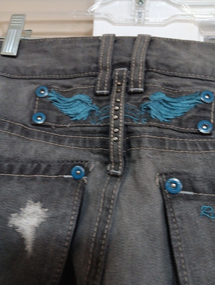 ROBIN'S JEAN Men's 40 #D5095 R Pocket Gray Embroidered Embellish USA ...