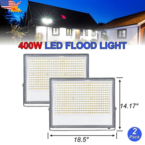 2 Pack 400W LED Flood Lights Outside Ceiling Mounted Exterior Large ...