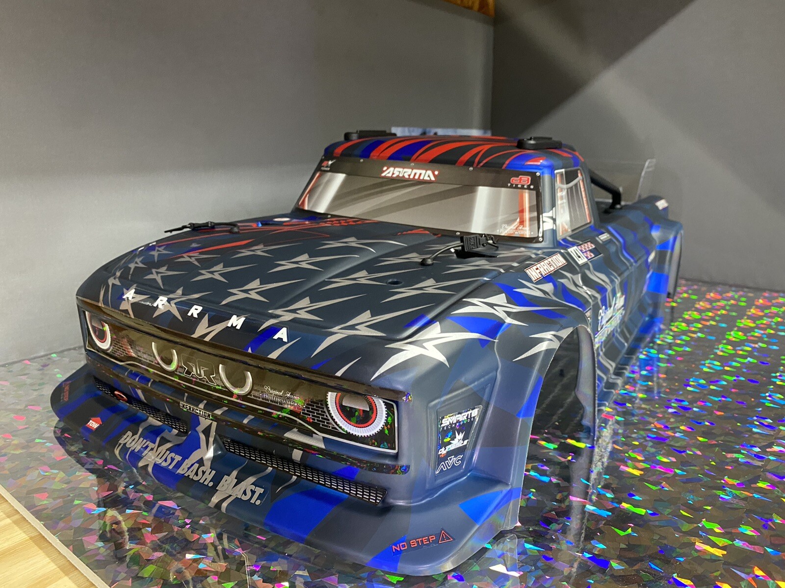 ARRMA INFRACTION V2 body blue complete wing clips retainers shell ...