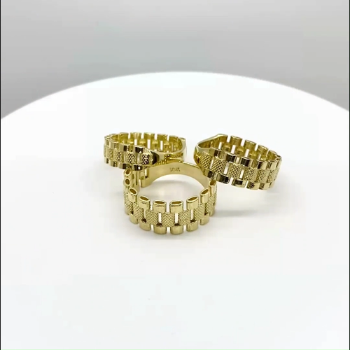 10k Solid Gold Rolex Style Rollie Presidential Band Ring Gift for Men ...
