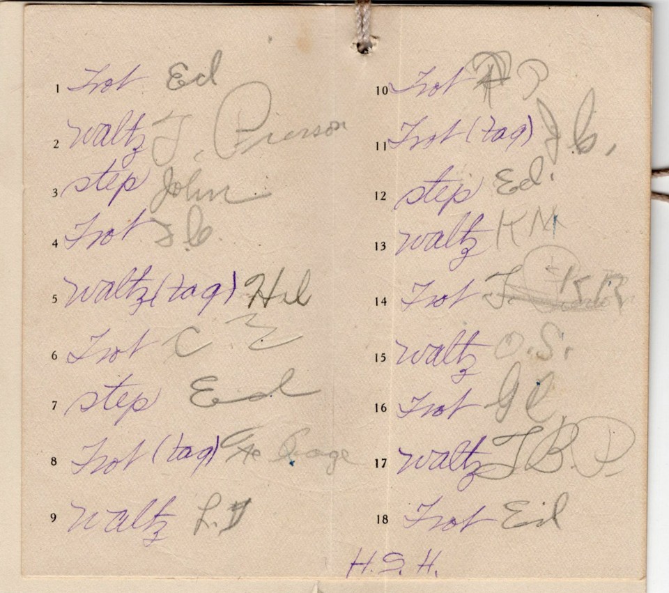 c1930 Anonymous "The Dances" Dance Card Program Signed by all 18 dances ...