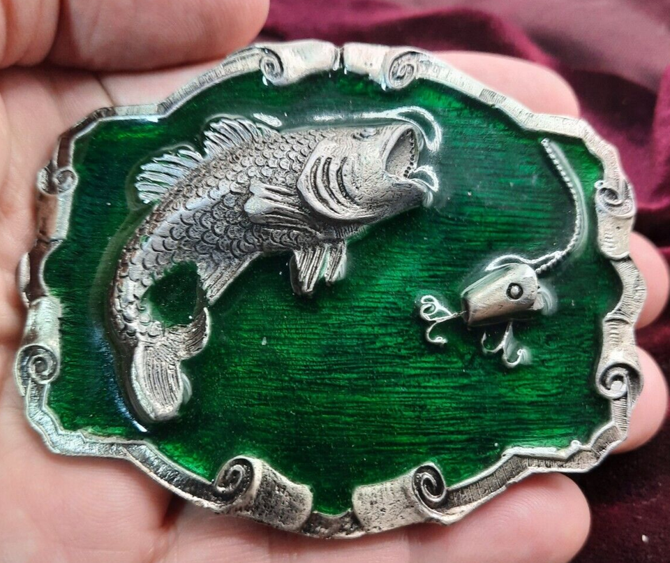 Metal and Enamel Largemouth Bass and Fishing Lure belt buckle | eBay