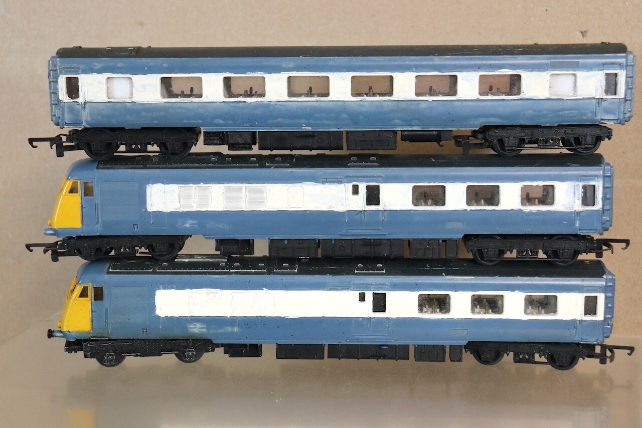 TRIANG HORNBY R555 RE PAINTED BR BLUE PULLMAN DMU LOCOMOTIVE 3 CAR SET ...