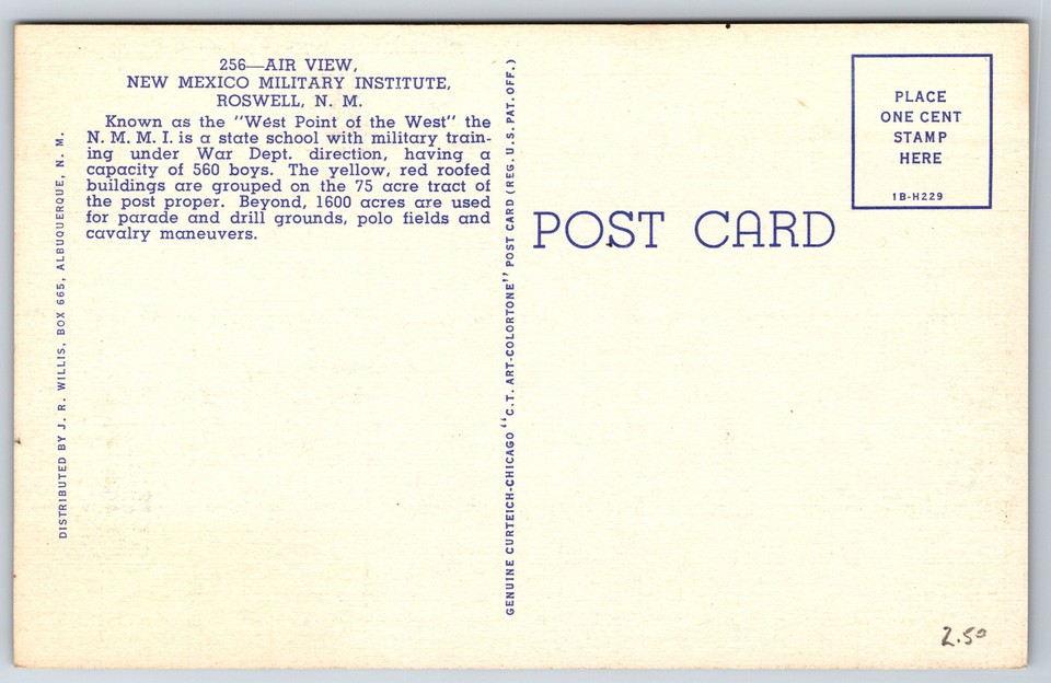 Roswell New Mexico~Birdseye WPMI of the West~1940s Linen Postcard | eBay