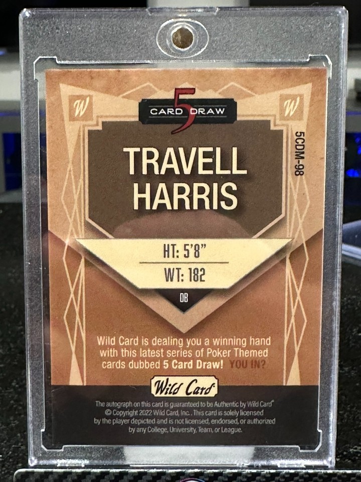 Travell Harris Auto Rookie # 1 of 2! 2022 Wild Card 5 Card Draw Purple ...