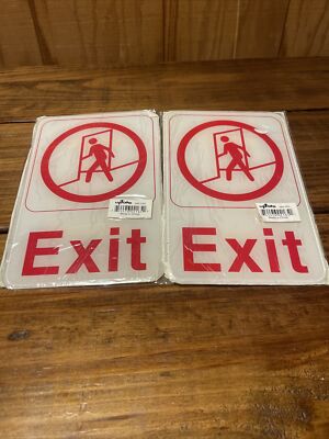 Exit Sign - White and Red, 9 x 6-inches Exit / Safety Signs Lot Of 2 ...