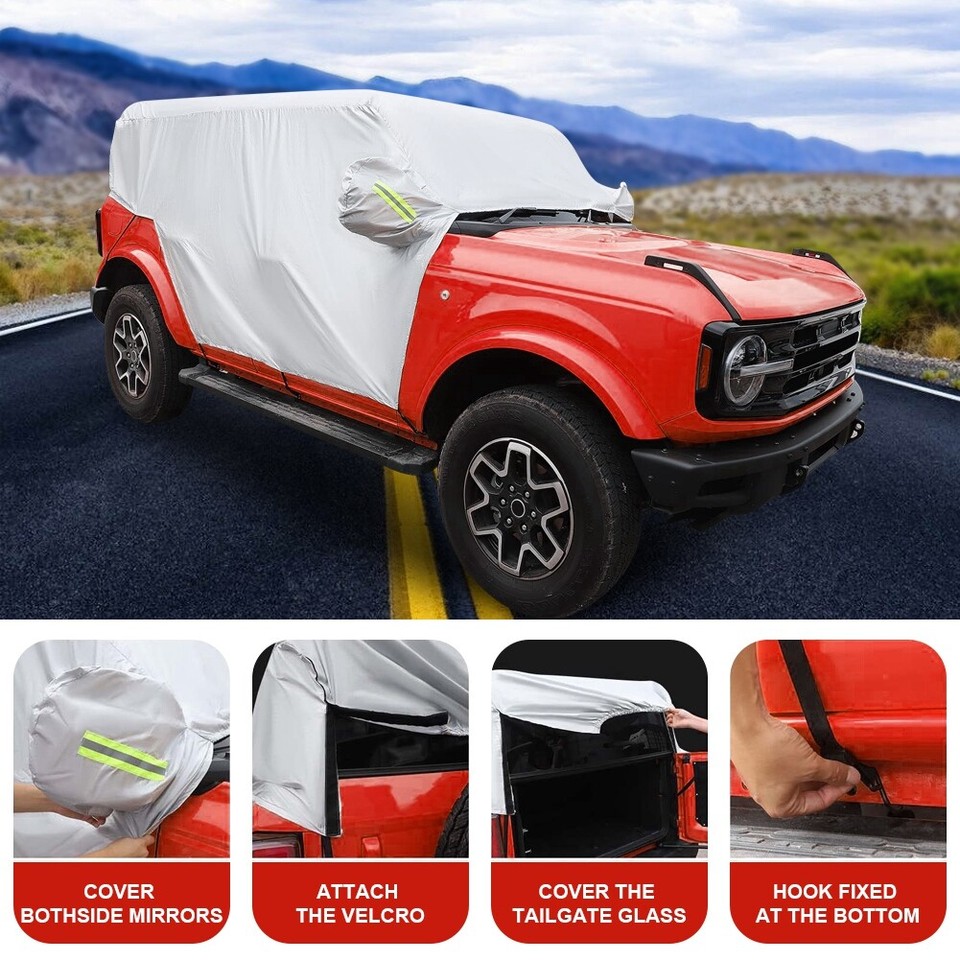 Half Car Cover for Bronco 2021 2022 4 Door Waterproof UV-Proof Outdoor ...