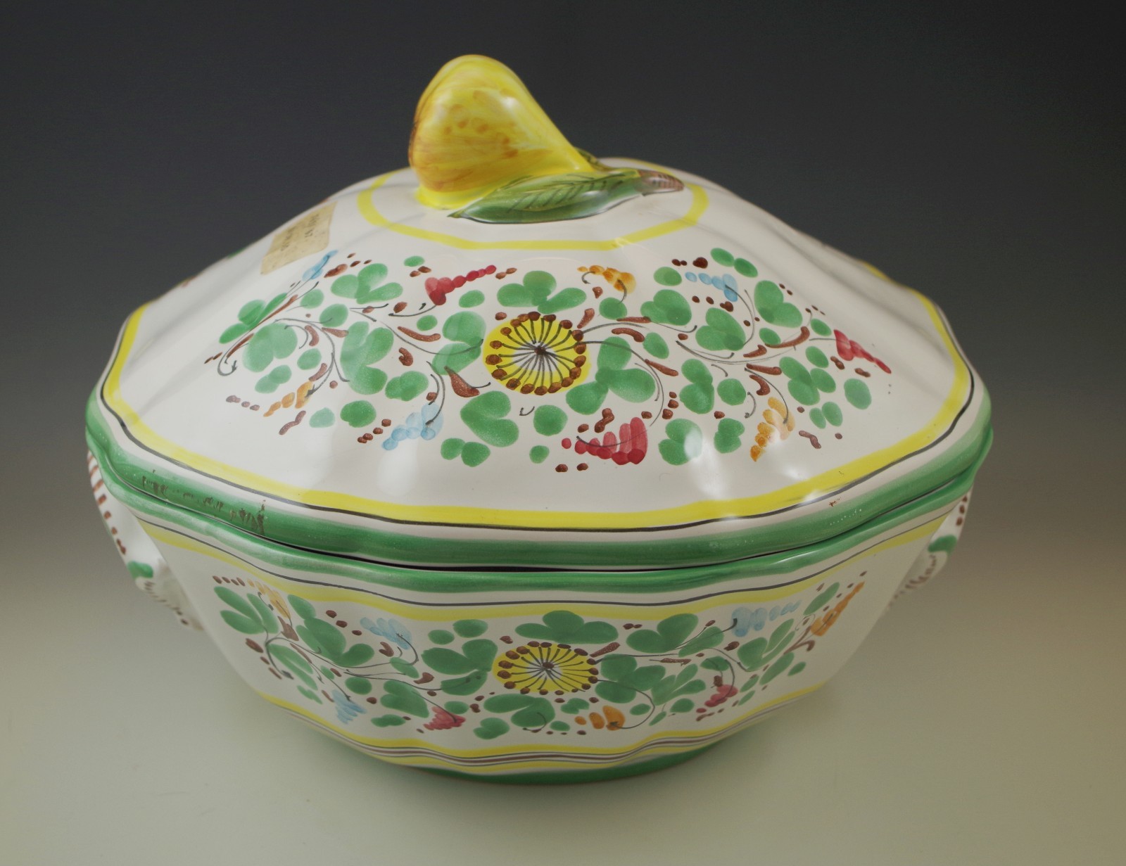 DERUTA POTTERY ITALY ARABESCO BIRD TUREEN PEAR FINIAL Nos VTG | eBay