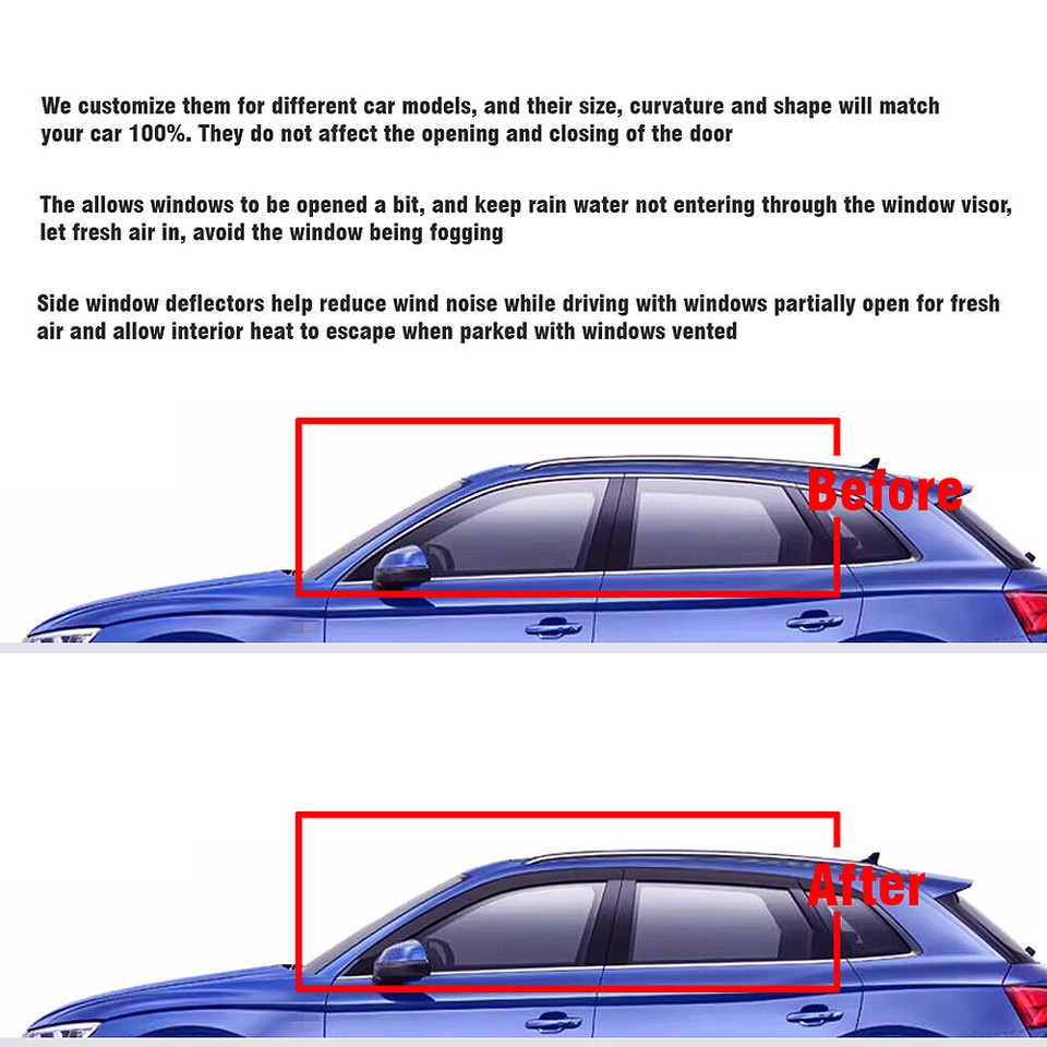 Car Window Vent Visor Deflector Shade Sun/Rain for 2011-2016 BMW 5 ...