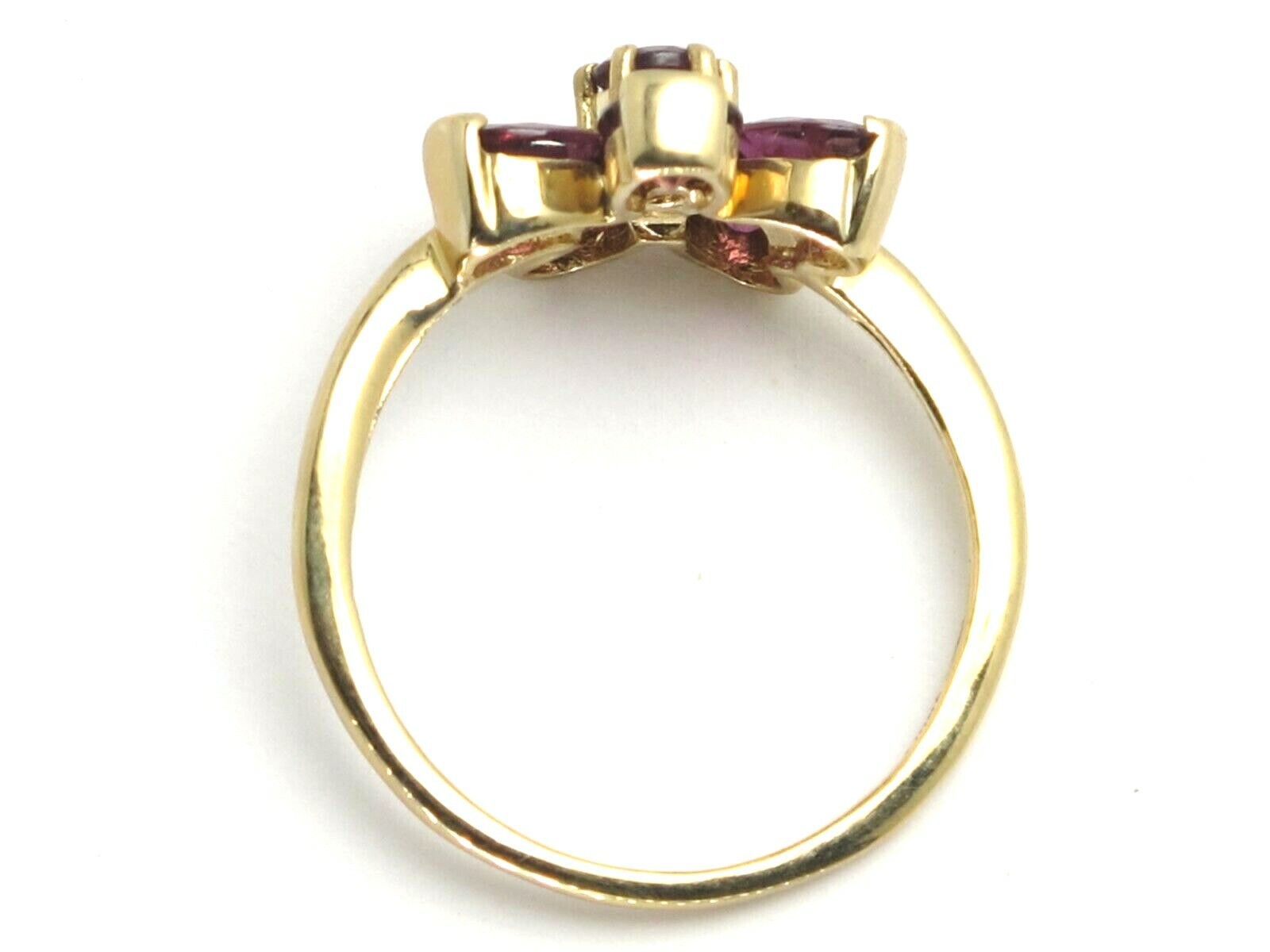 10k Yellow Gold Oval & Round Raspberry Spinel Flower Gemstone Ring 1 ...