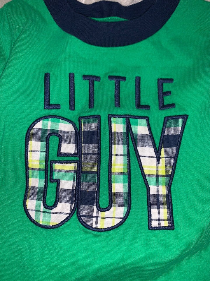 Carter’s Baby Boy 0-3 Green Blue “Little Guy” Shirt Top Plaid Words | eBay