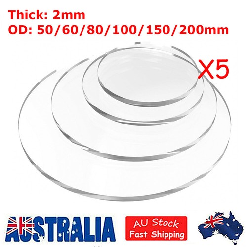 5X 50mm- 200mm Acrylic Clear Discs Sheet 2mm Disk Circle Dia Plastic ...