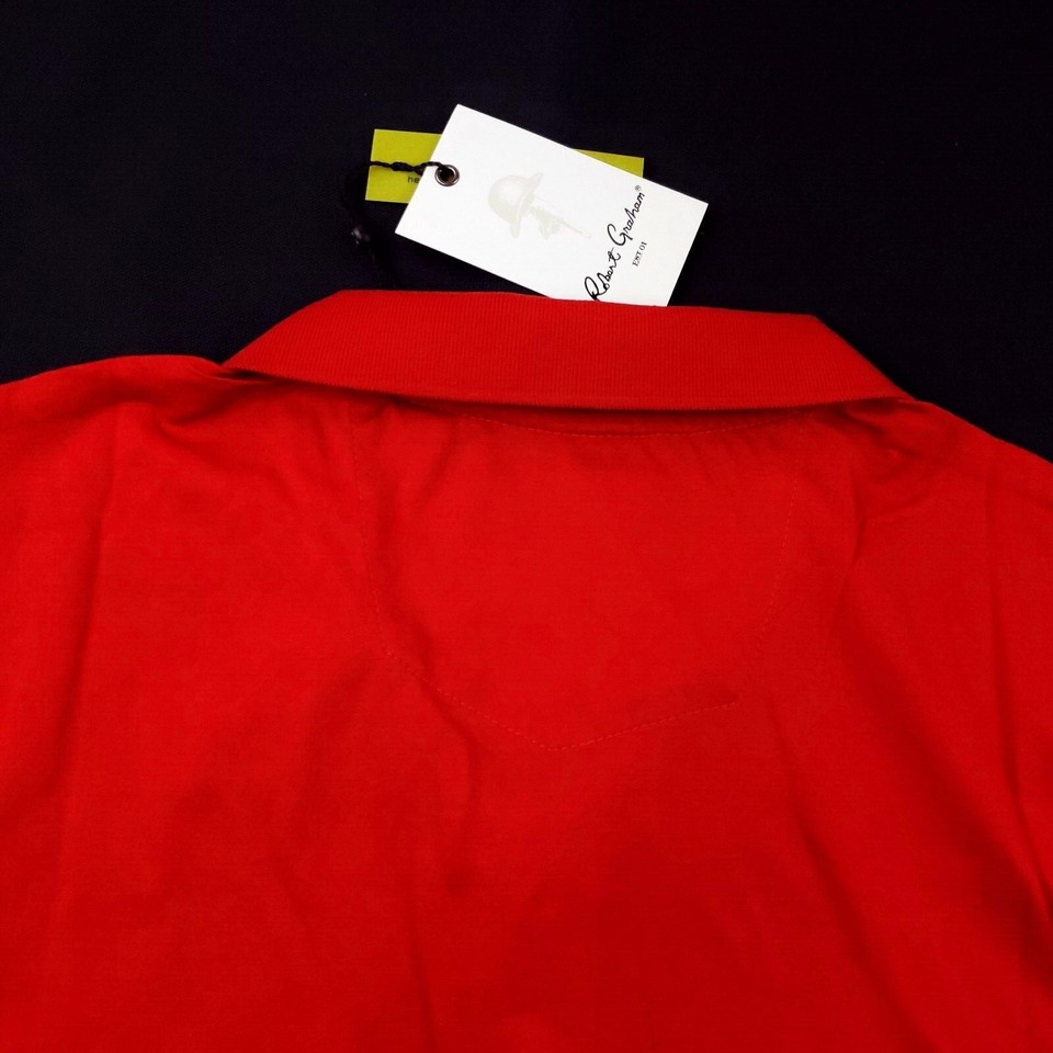 Robert Graham Embroidered Colorful Skull Head Fearless Solid Red Polo ...