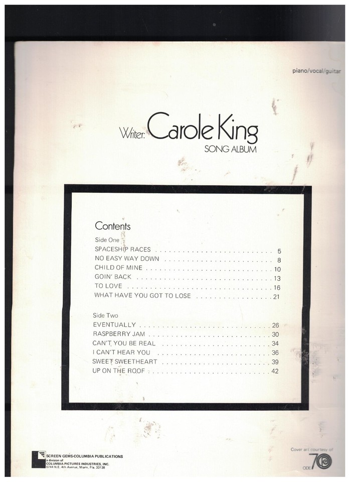 Carole King Writer Album Songbook 1970's PAPERBACK, INTACT | eBay