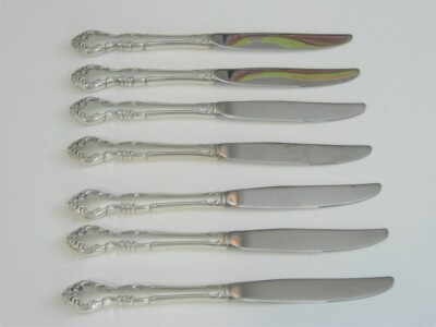 Set of 7 Dinner Knives Oneida Community Silverplate Affection Flatware ...