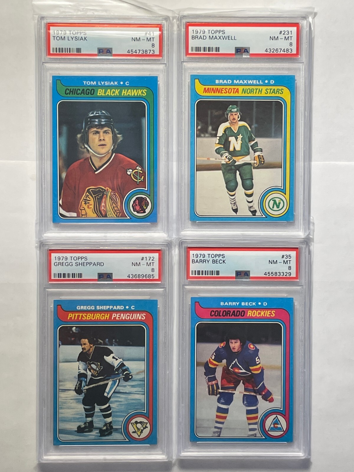 1979 Topps NHL PSA 8 Set Builder Lot (4) #s 35 41 172 231 Barry Beck ...