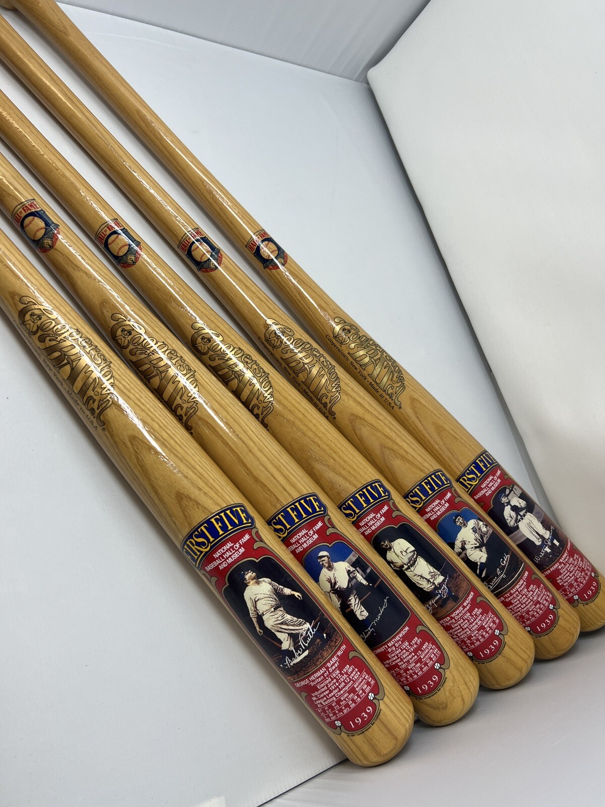 Hall Of Fame First Five 1939 Cooperstown Proof Bat Set Ruth Cobb Wagner ...