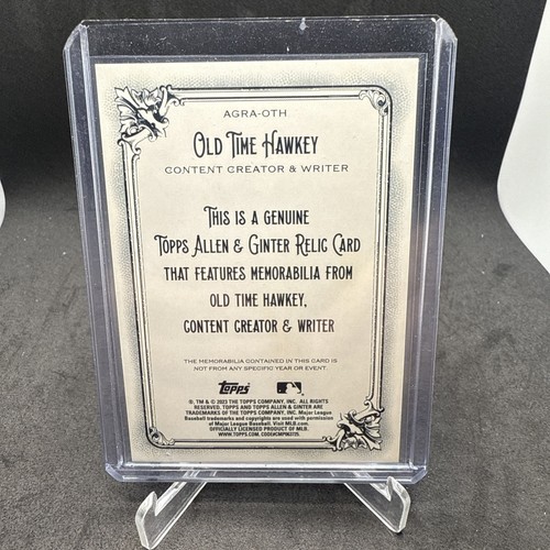 2023 Topps Allen And Ginter Old Time Hawkey AGRA-OTH Flannel relic ...