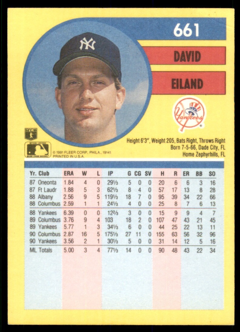 1991 Fleer #661 David Eiland | eBay