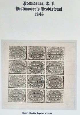 United States stamp 1848/1898 5c gray-black reprint block Scott #10x MG ...