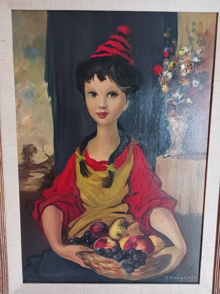 Vintage midcentury oil painting portrait Italy 1960s G. Carpanini ( b ...