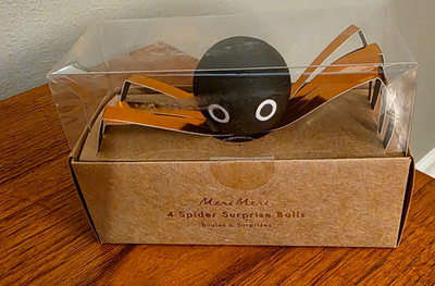 NIB Meri Meri SET 4 Vintage Halloween BLACK SPIDER Surprise Balls NEW ...