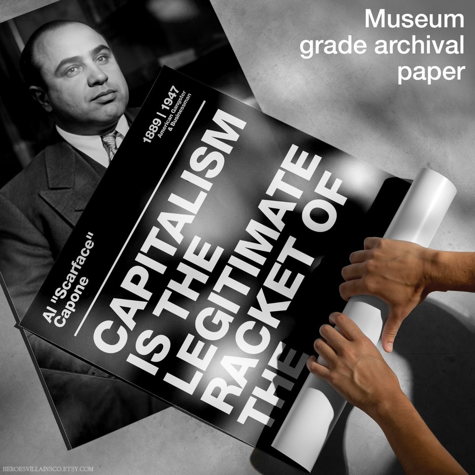 Al Capone Poster Set, Digitally Enhanced Portrait Quote Print, Gangster ...