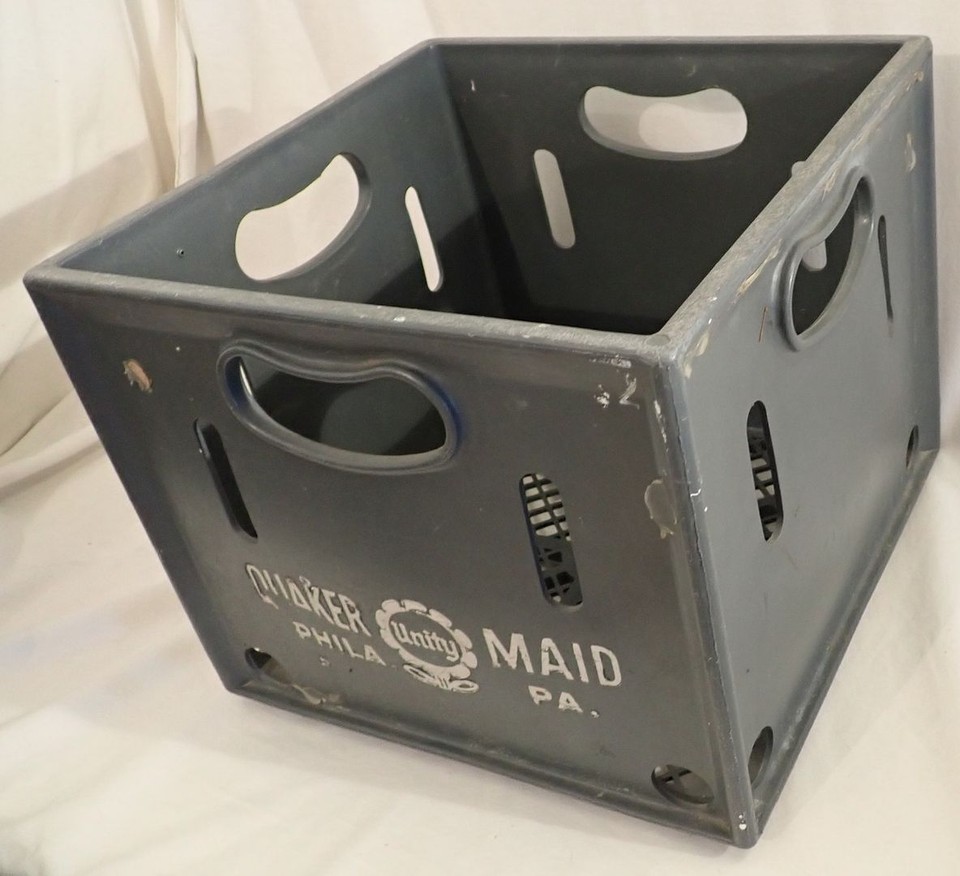Vintage Rare Quaker Maid Unity Dairy Gray Plastic Milk Crate | eBay
