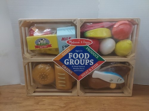 Melissa & Doug Food Groups Play Food Playset 21 Wood Pieces And 4 ...