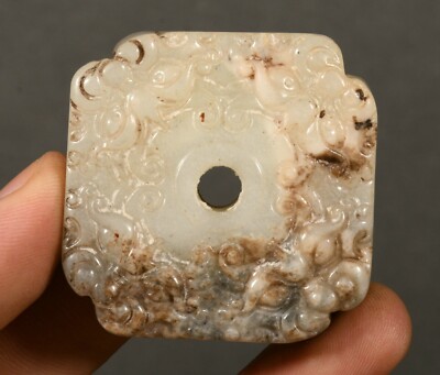 4.3cm Alte Jade Hand Schnitzen Drachen Pixiu Beast Bi Amulet Anhänger ...