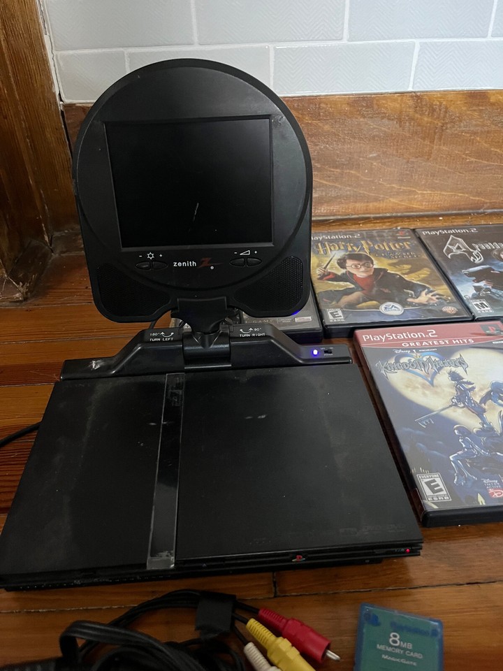 Playstation 2 console, Zenith 5" LCD Screen, controller, and games! | eBay