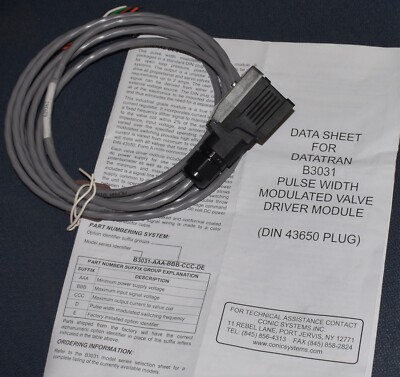 DATATRAN B3031 PWM PROPORTIONAL SOLENOID VALVE DRIVER MODULE DIN 43650 ...