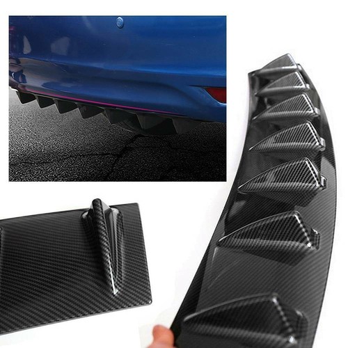 ⭐Universal Carbon Look Rear Lower Bumper Diffuser Fin Spoiler Lip Wing ...