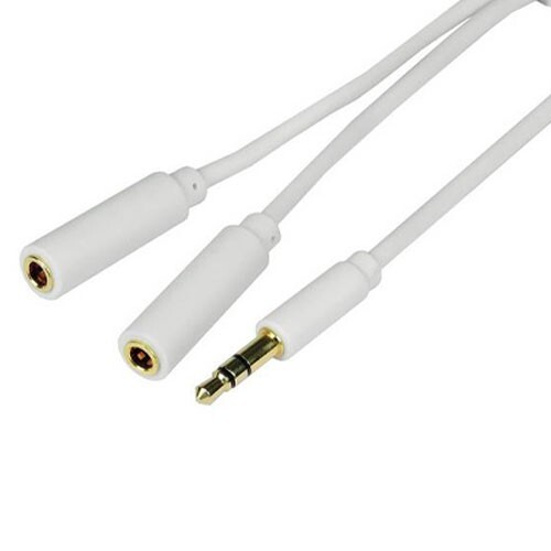 3.5mm Headphone 2 Way Audio Jack Splitter Cable iPhone iPod iPad ...