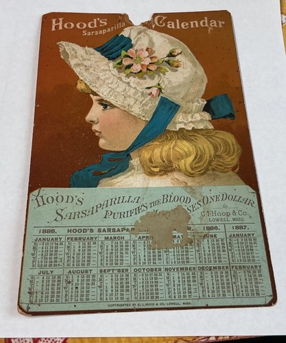 HOOD’S SASAPARILLA CALENDAR 1886 | eBay
