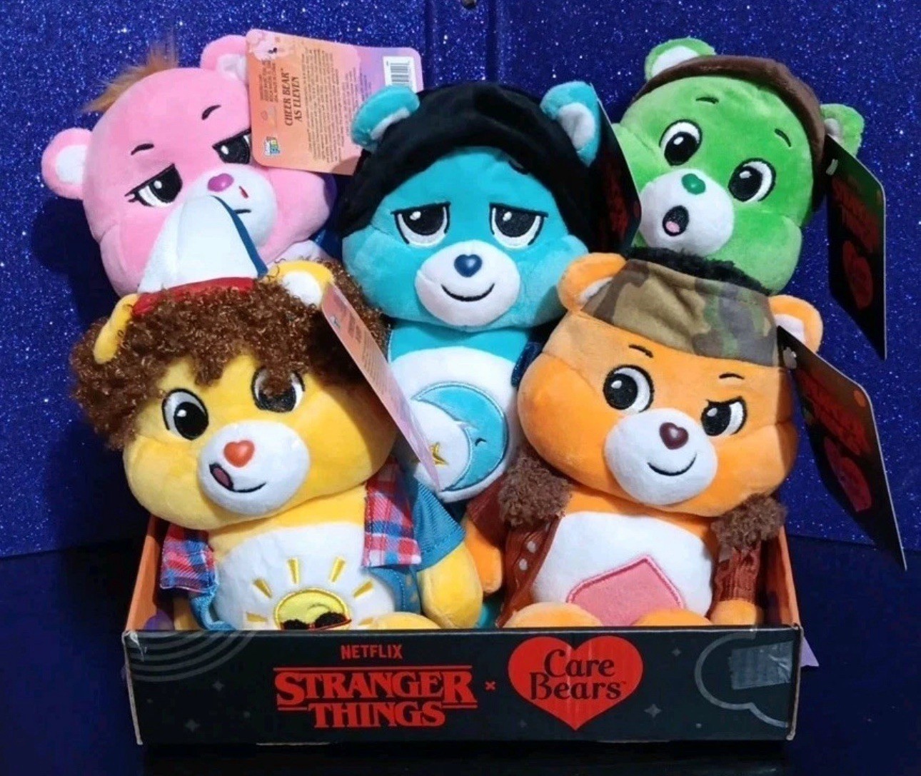 FULL SET OF 5! Netflix Stranger Things x Care Bears Plush Fun Size w ...