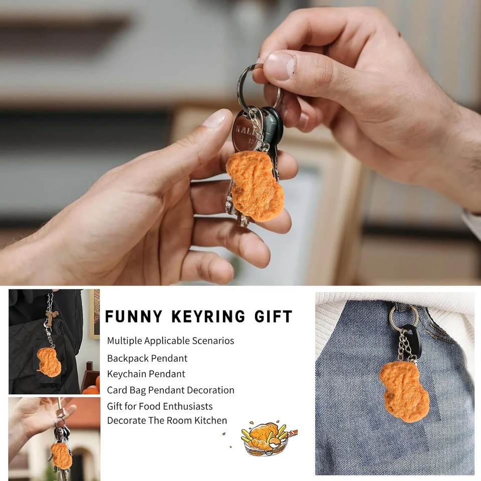 Chicken Keyring,Funny Gifts Chicken Nugget Keyrings,Realistic Fried ...